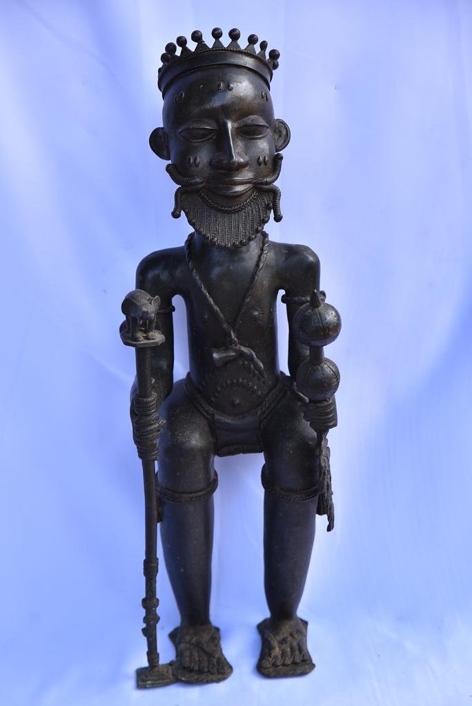 Nigerian Yoruba Artist, Royal Couple, Pre-1800s, Bronzes, Set of 2 for ...