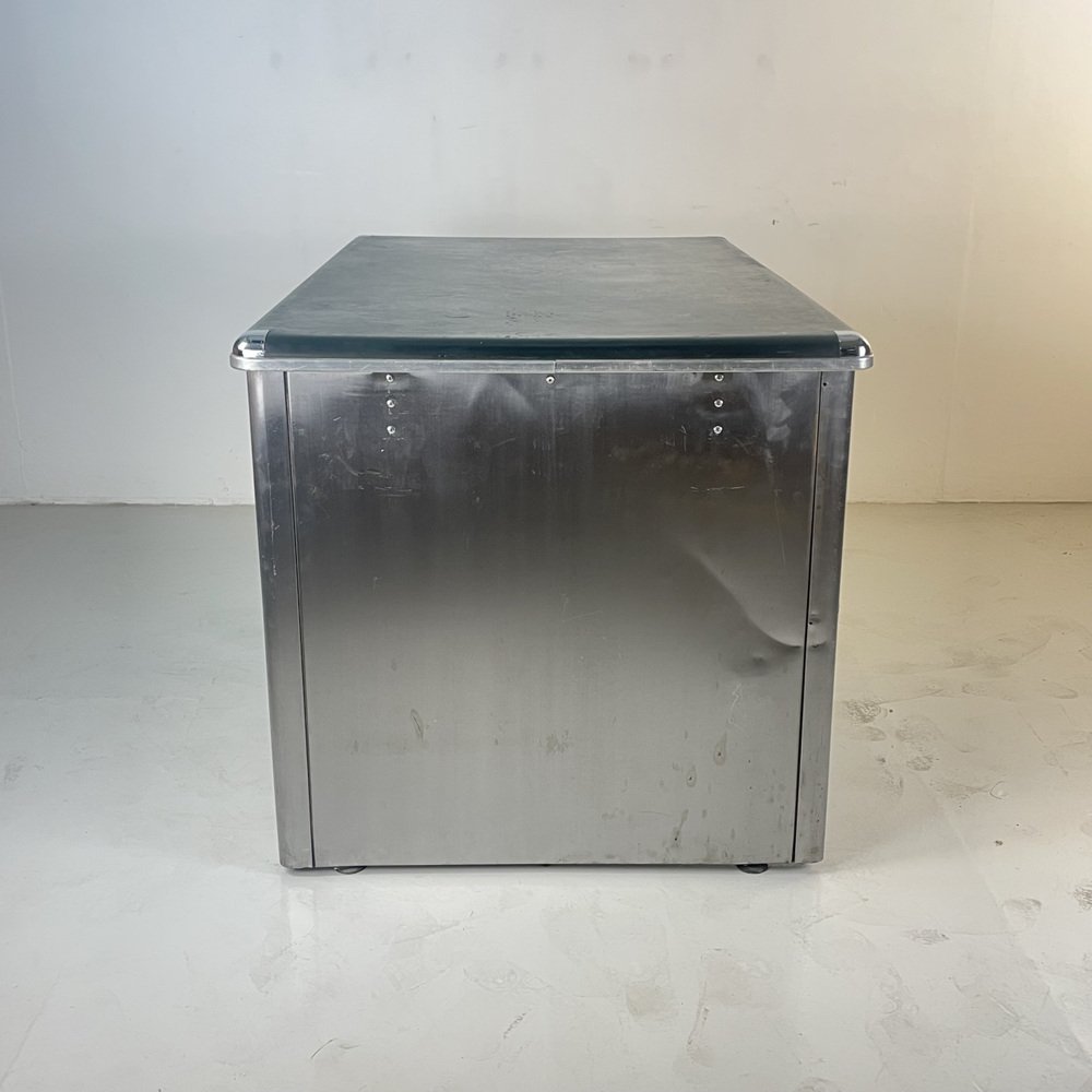 Single Pedestal Polished Tanker Steel Desk for sale at Pamono