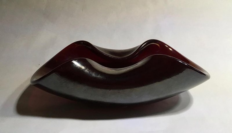 Mid-Century Modern Rubin Color Blown Paste Glass Bowl, Italy, 1960s for ...