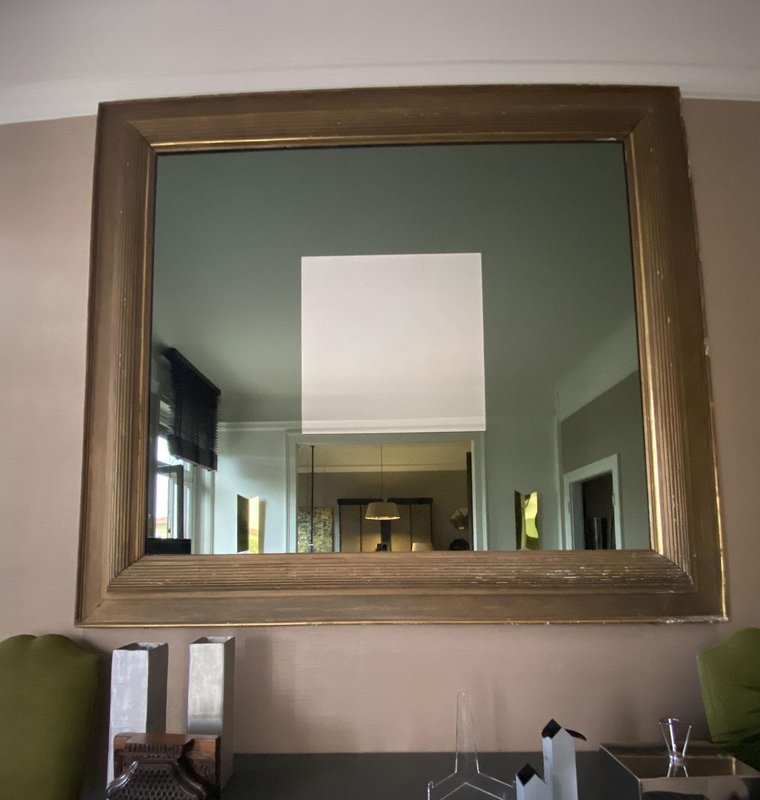Italian Postmodern Smoked Mirror in Golden Wood Frame, 1960 for sale at ...