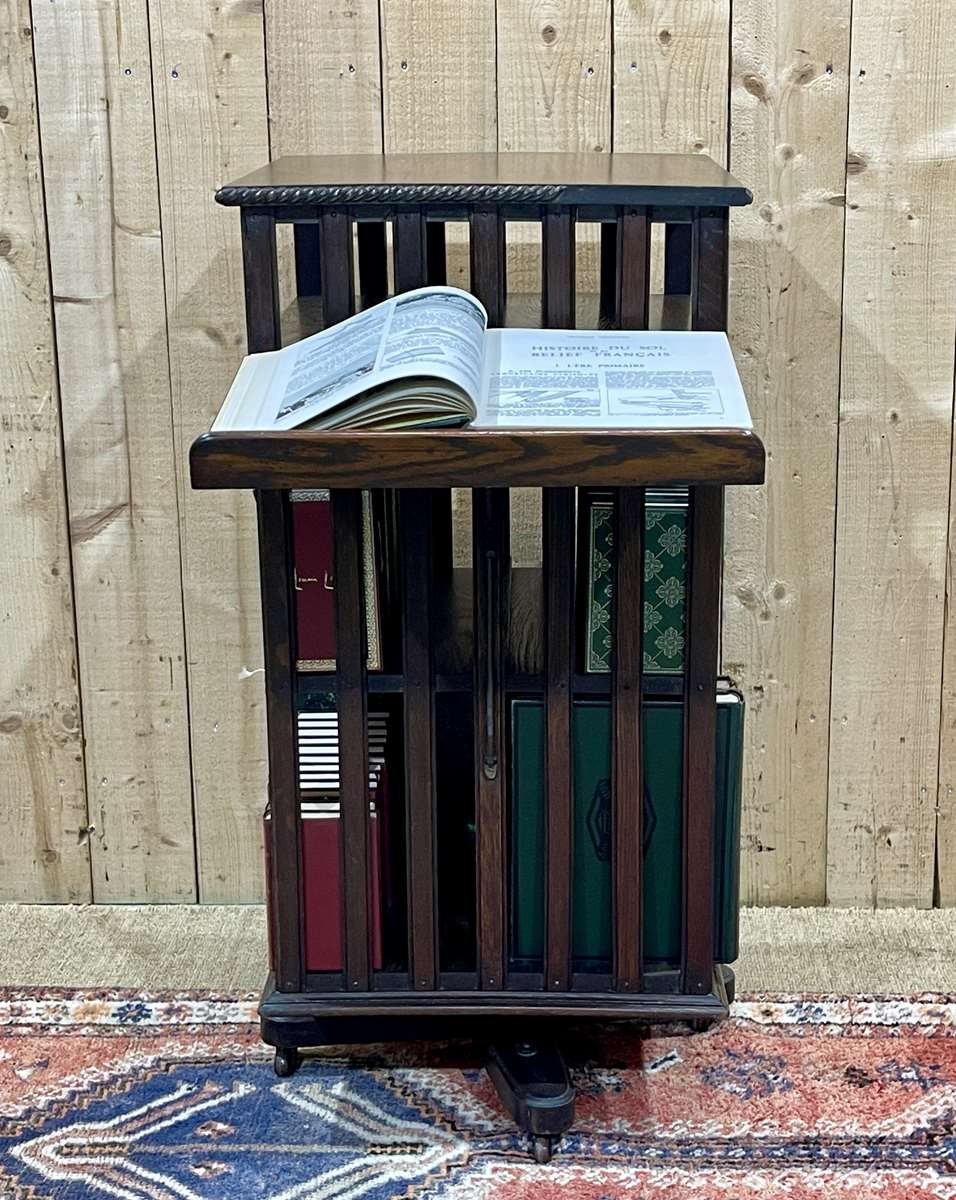 Early 20th Century Revolving Bookcase with Oak Lectern for sale at Pamono