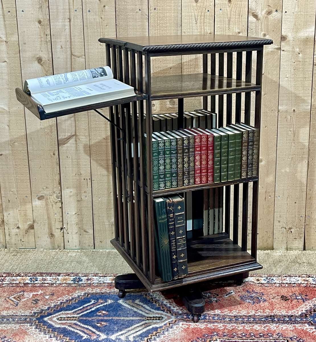 Early 20th Century Revolving Bookcase with Oak Lectern for sale at Pamono