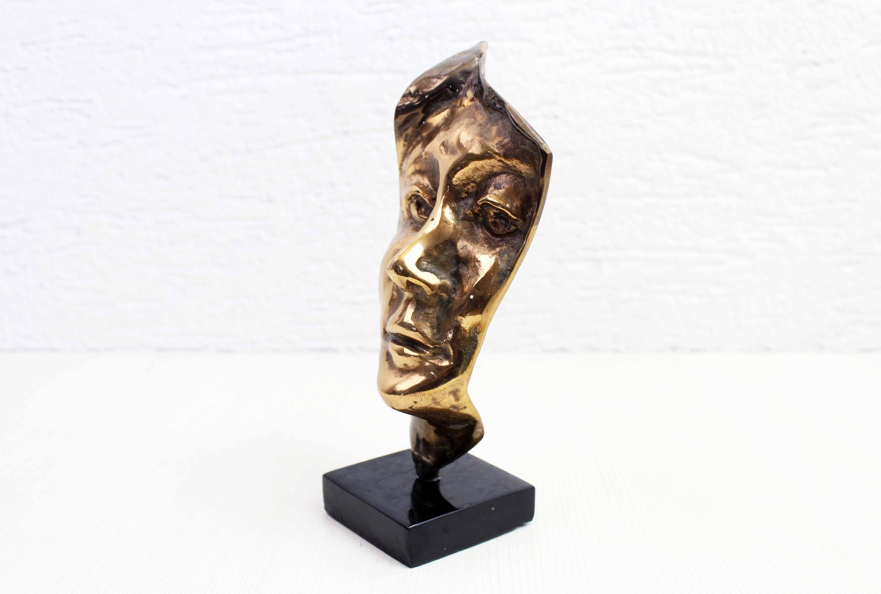 Yves Lohé, Face Sculpture, 1970s, Bronze for sale at Pamono