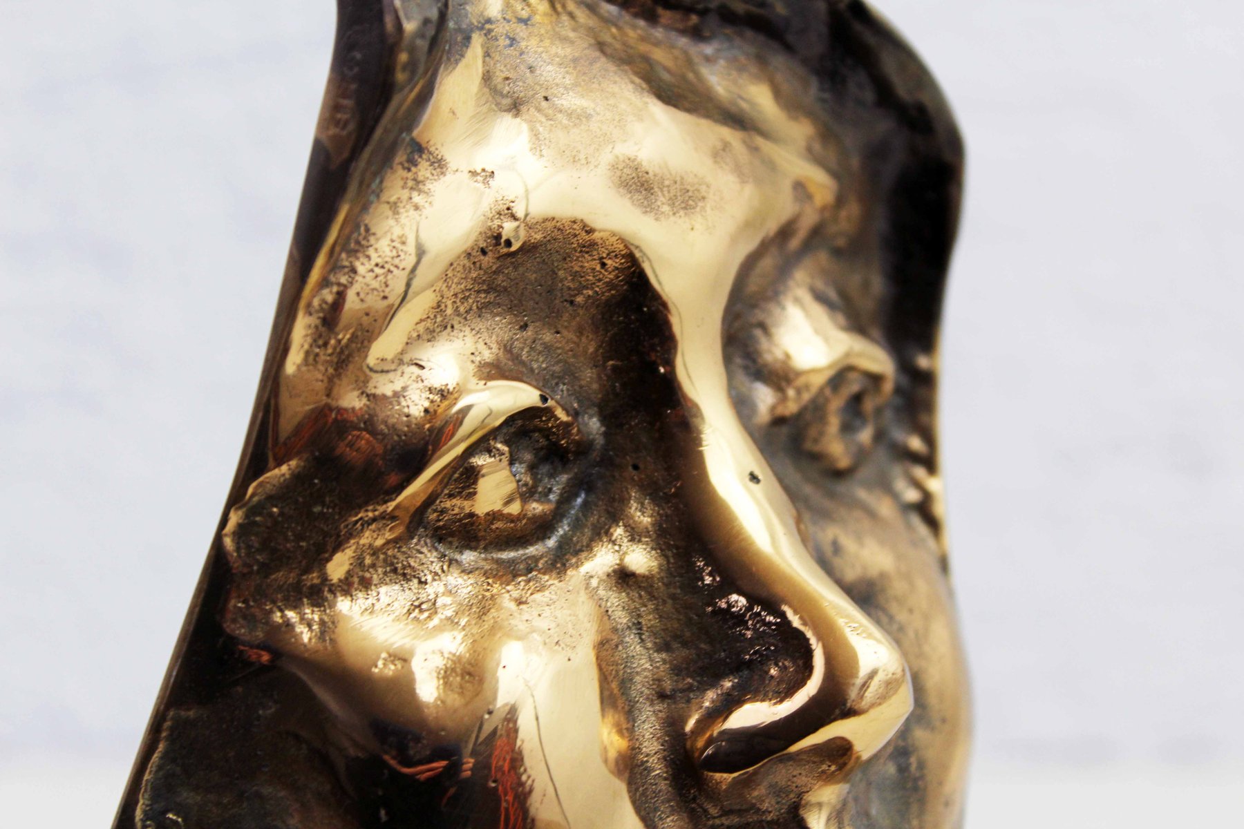 Yves Lohé, Face Sculpture, 1970s, Bronze for sale at Pamono