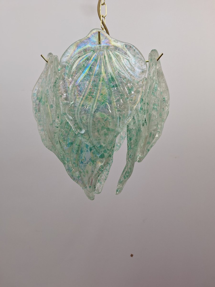 Pendant Lamps with Murano Glass Leaves, 1980s, Set of 2 for sale at Pamono
