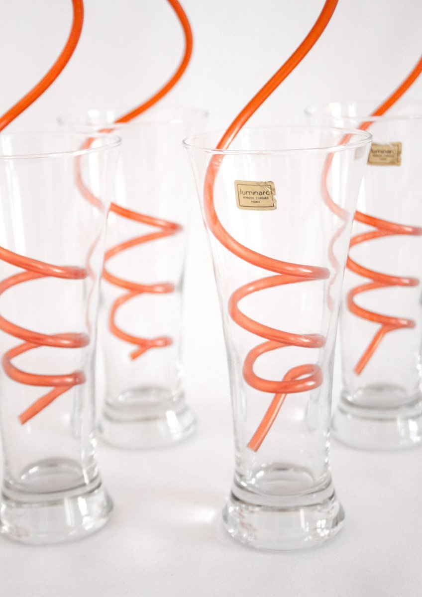 Glass Cups from Luminar, 1980s, Set of 4 for sale at Pamono
