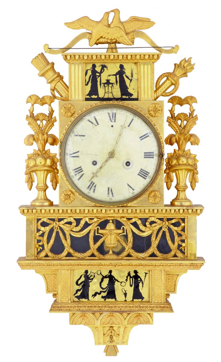 19th Century Swedish Gilt and Eglomise Ornate Wall Clock, 1840s for ...