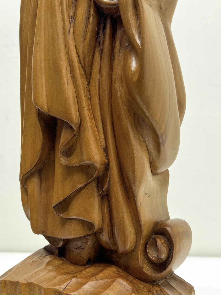 Hooded Monk Carved Wooden Statue, 1930s for sale at Pamono