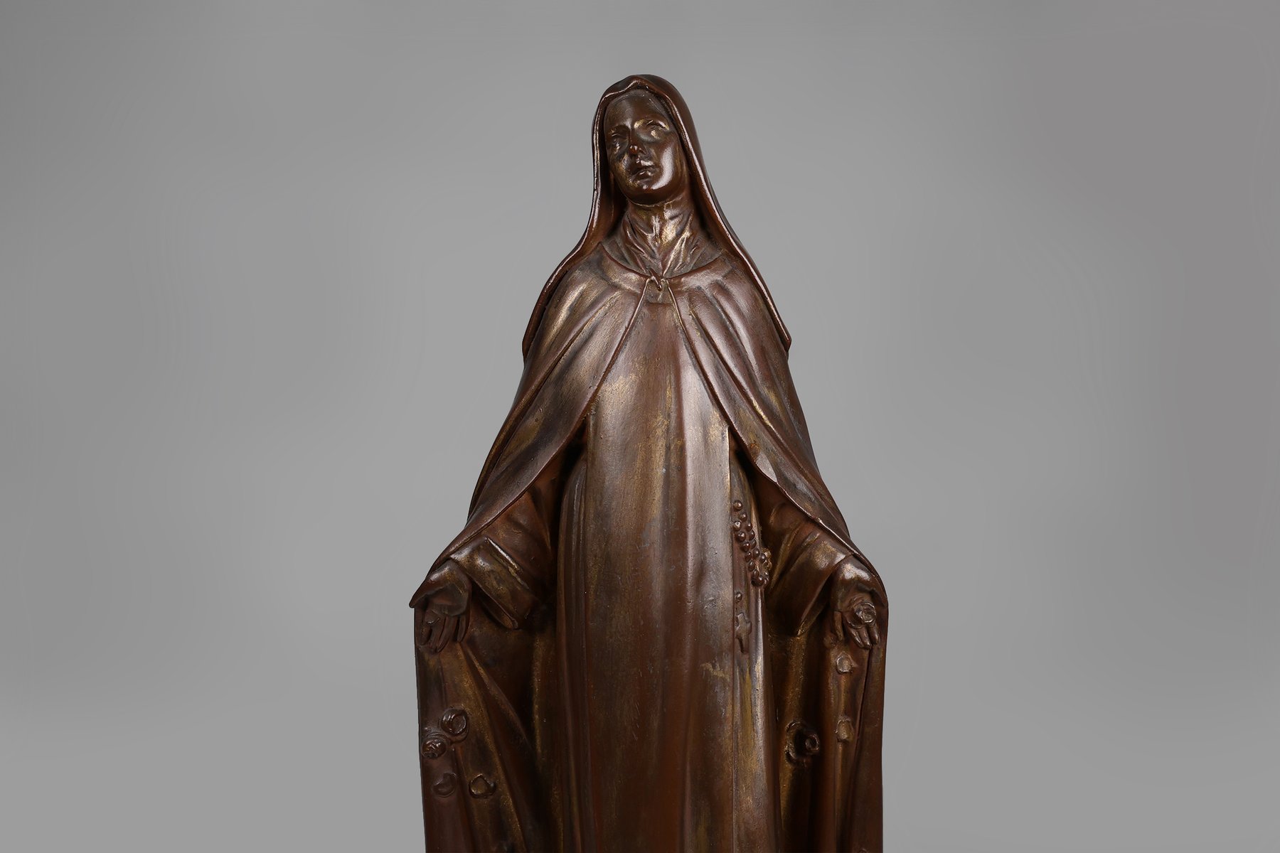 Large Holy Maria Statue in Bronze Painted Plaster, Belgium, 1930s for ...