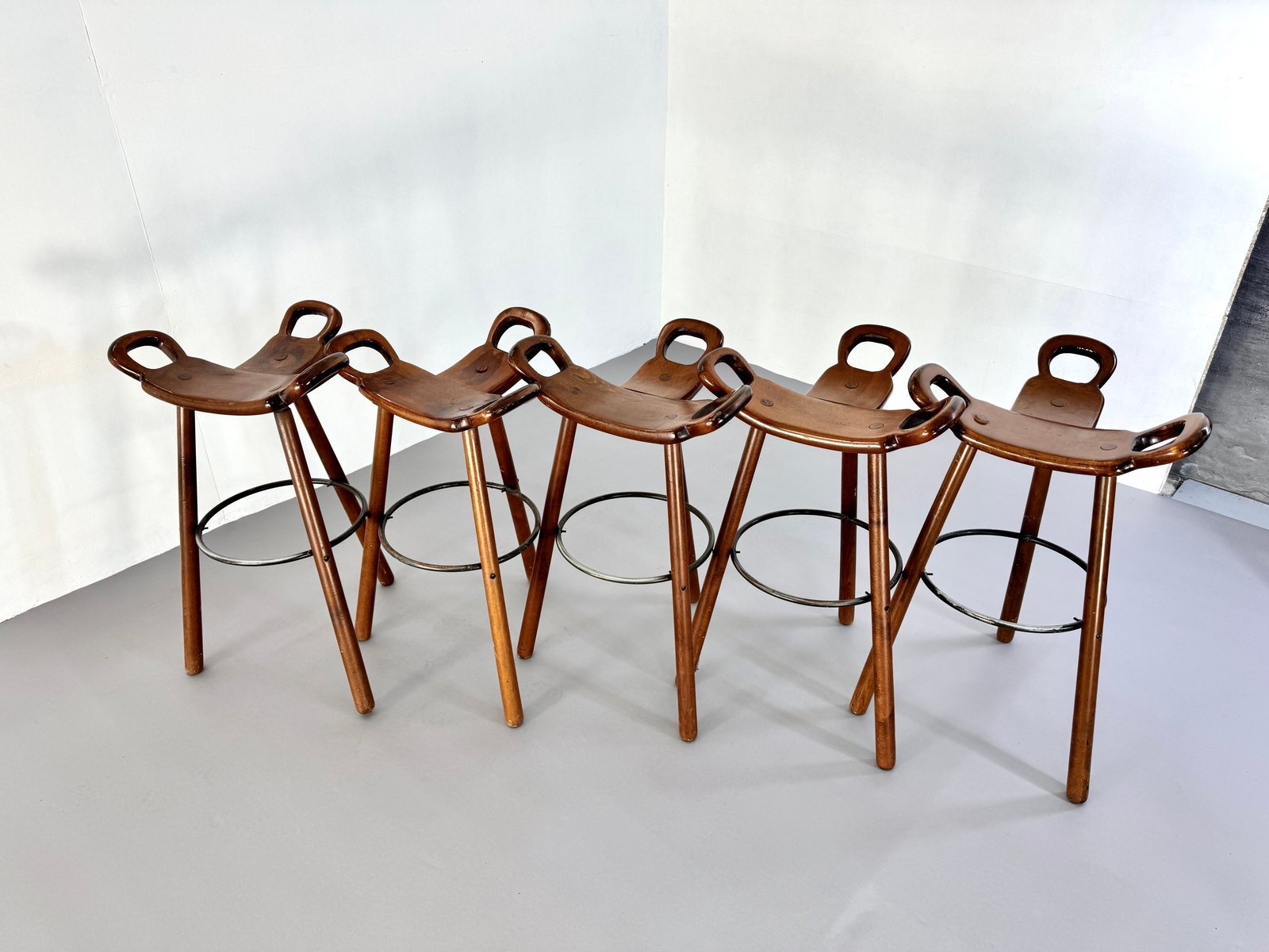 Mid-Century Modern Brutalist Marbella Stool in Oak for sale at Pamono
