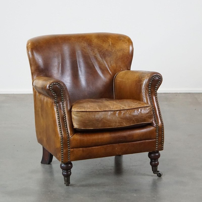 Armchair in Warm Cognac Color for sale at Pamono