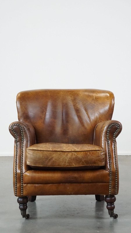 Armchair in Warm Cognac Color for sale at Pamono