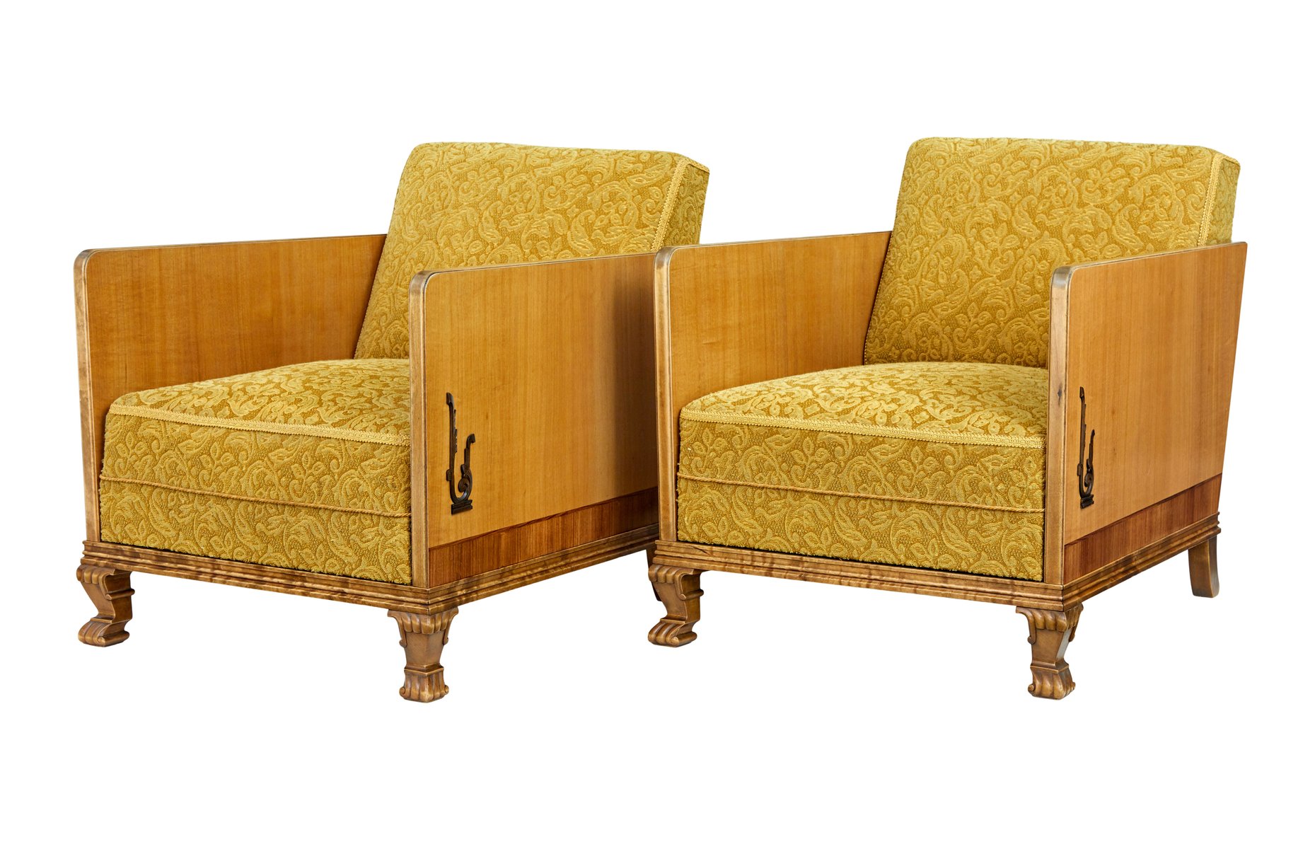 Art Deco Lounge Armchairs in Elm and Birch, 1930, Set of 2 for sale at ...