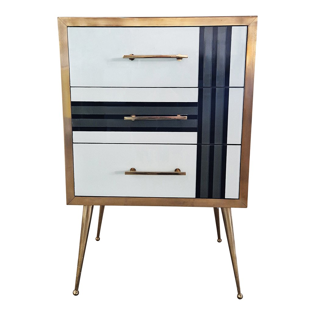 Three Drawer Glass Chest of Drawers, 1980s for sale at Pamono