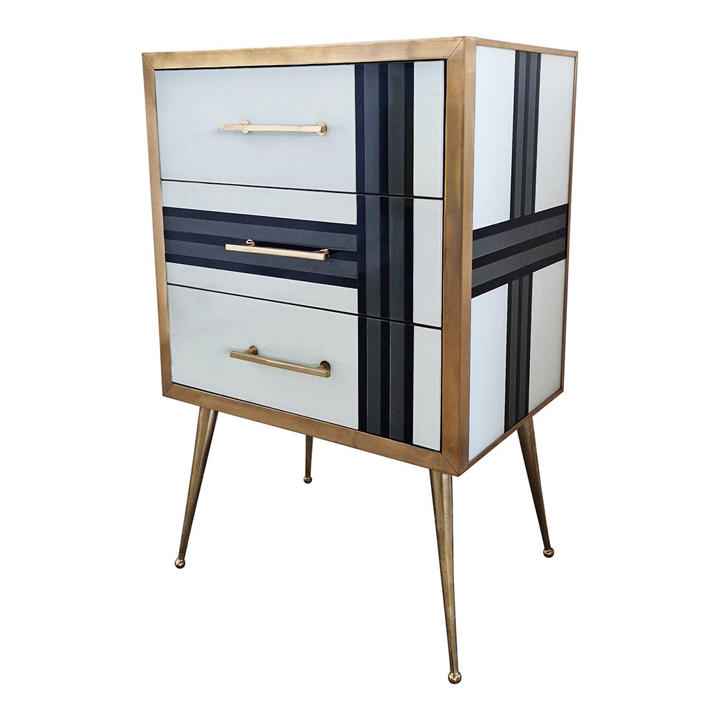 Three Drawer Glass Chest of Drawers, 1980s for sale at Pamono