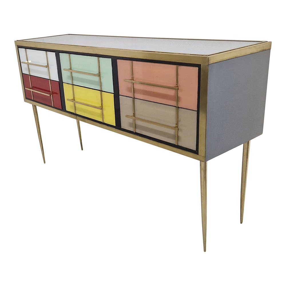 Multicolor Glass Dresser with Drawers, 1980s for sale at Pamono