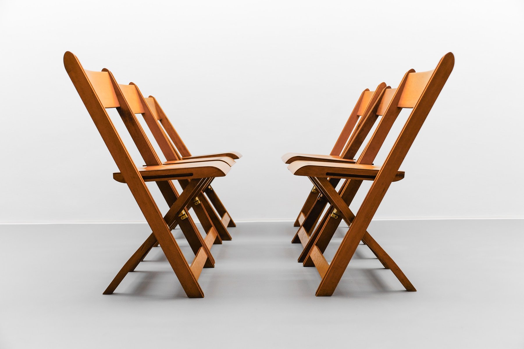 German Cinema Wooden Folding Chairs, 1950s, Set of 6 for sale at Pamono