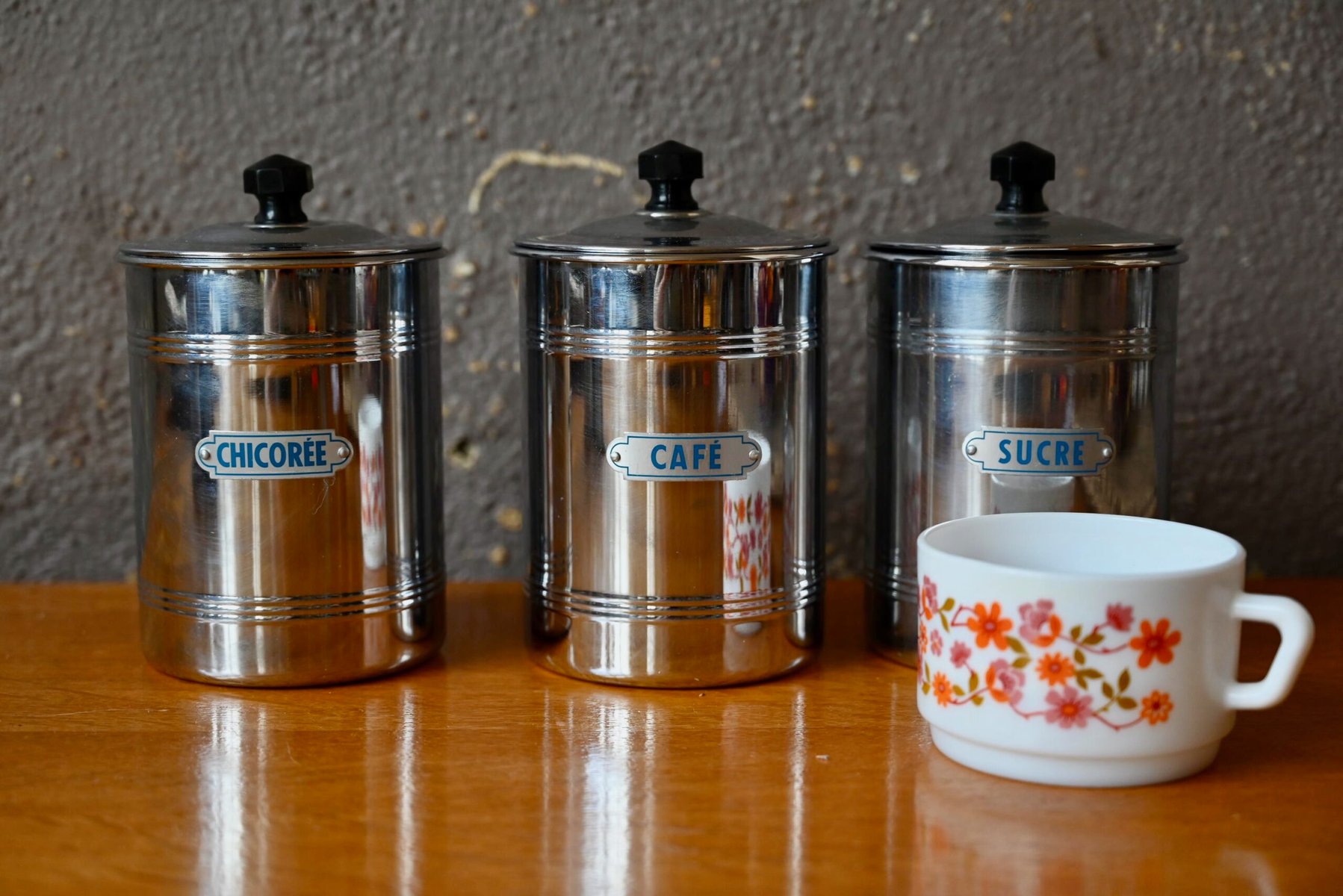 Vintage and Bohemian Metal Kitchen Boxes, Set of 3 for sale at Pamono