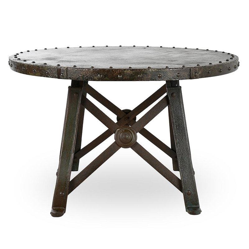 Industrial Riveted Round Table for sale at Pamono