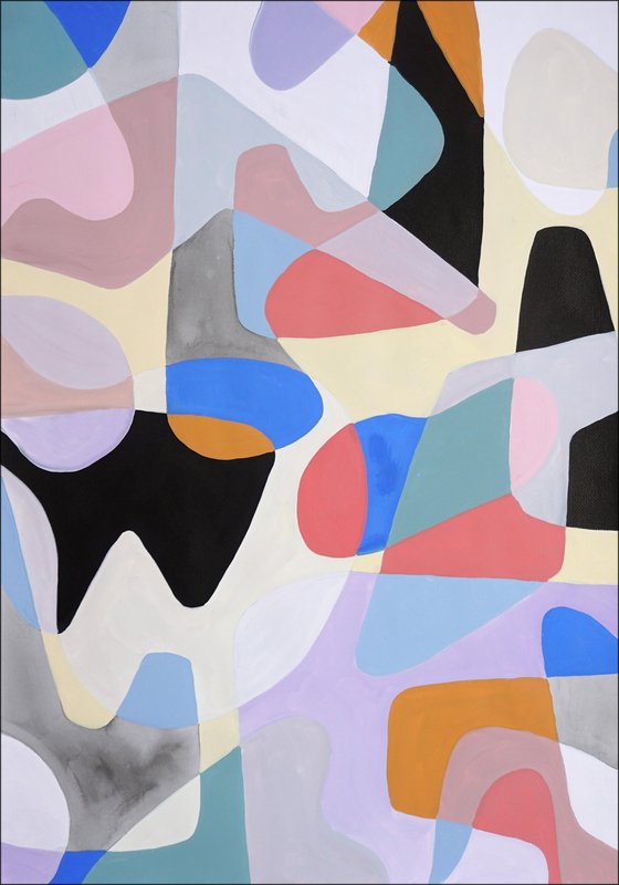 Ryan Rivadeneyra, Shuffled Modernist Forms Diptych, 2024, Acrylic on Paper for sale at Pamono