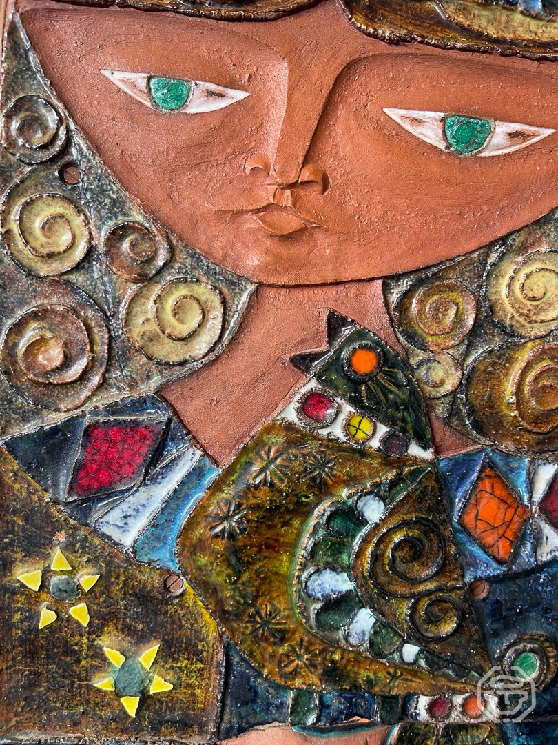 Ceramic Madonna Painting by Alain di Bin, 1960s for sale at Pamono