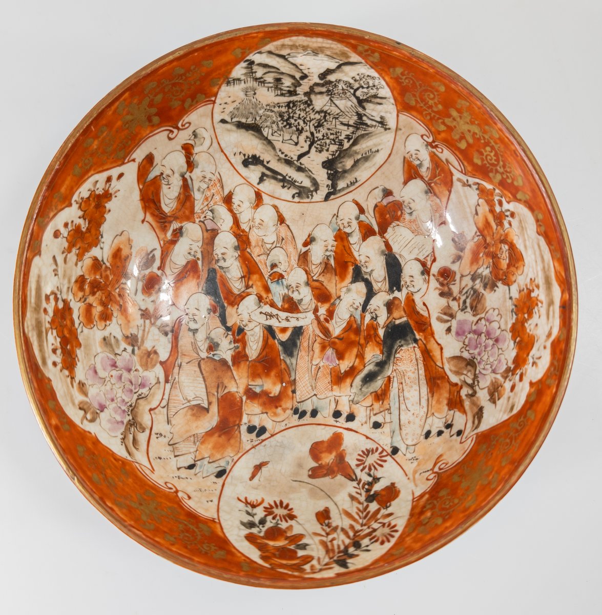 19th Century Japanese Red Kutani Satsuma Bowl, 1890s for sale at Pamono