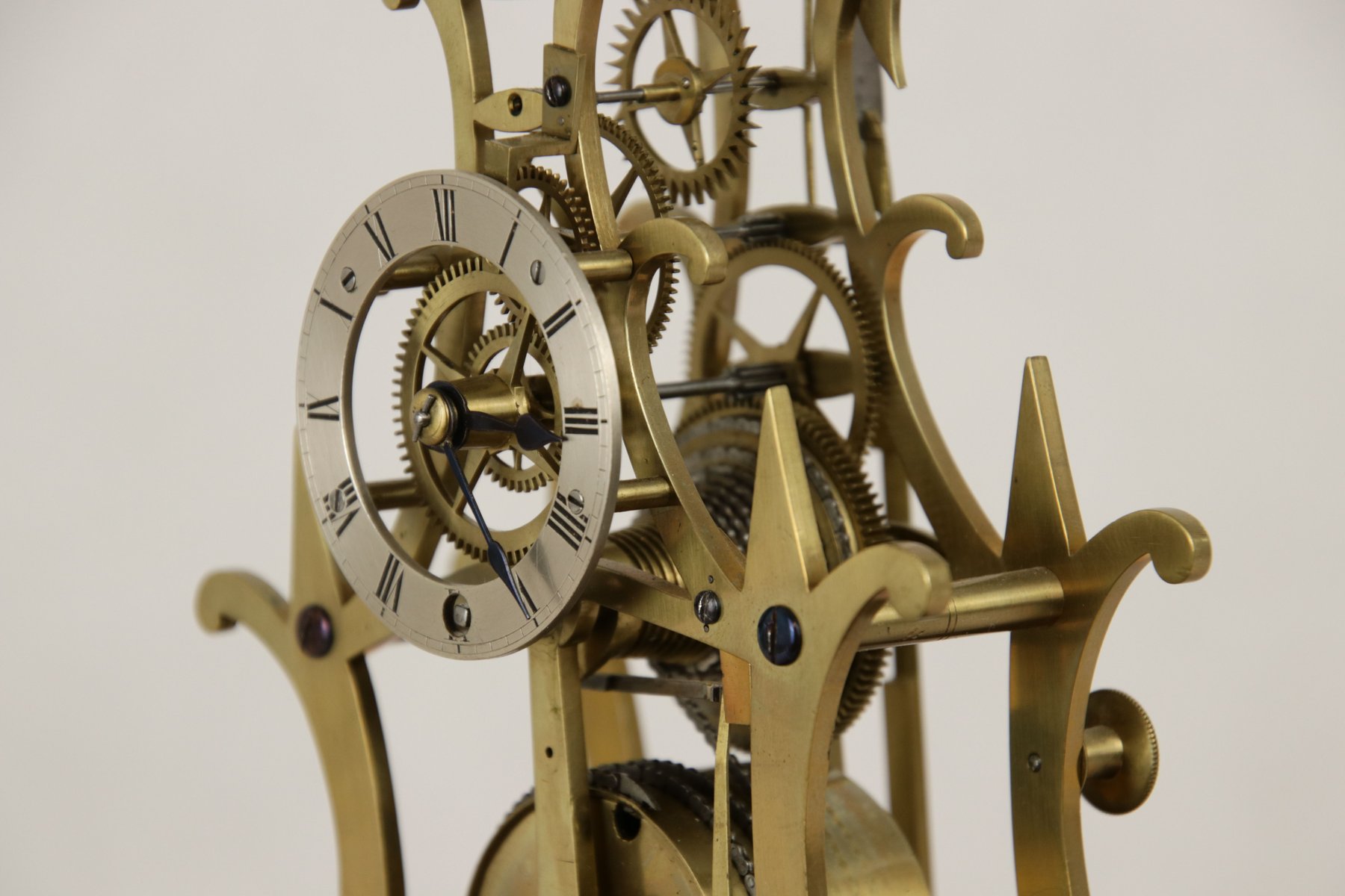 Small Antique Skeleton Clock, England, 19th Century for sale at Pamono