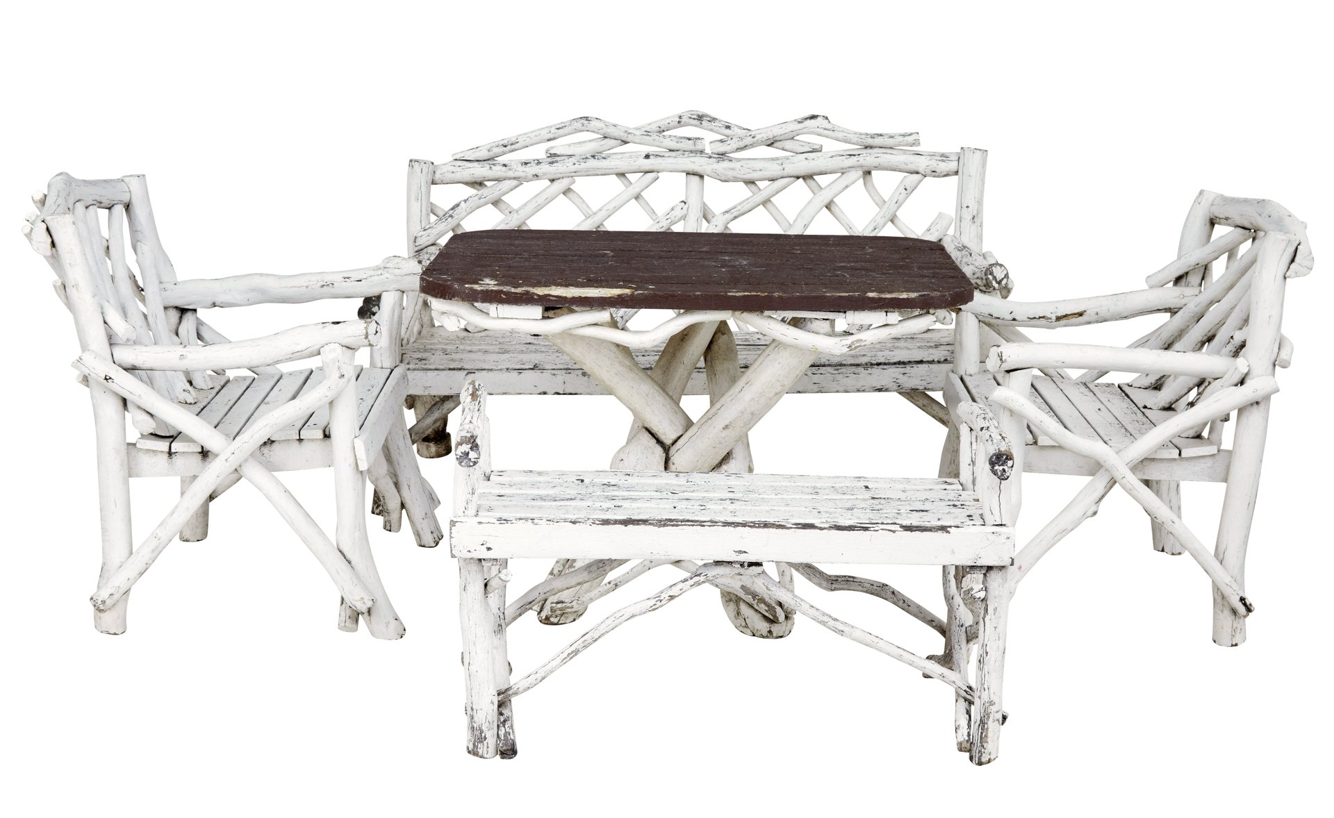 Vintage Garden Set in Painted Natural Wood, 1940, Set of 5 for sale at ...