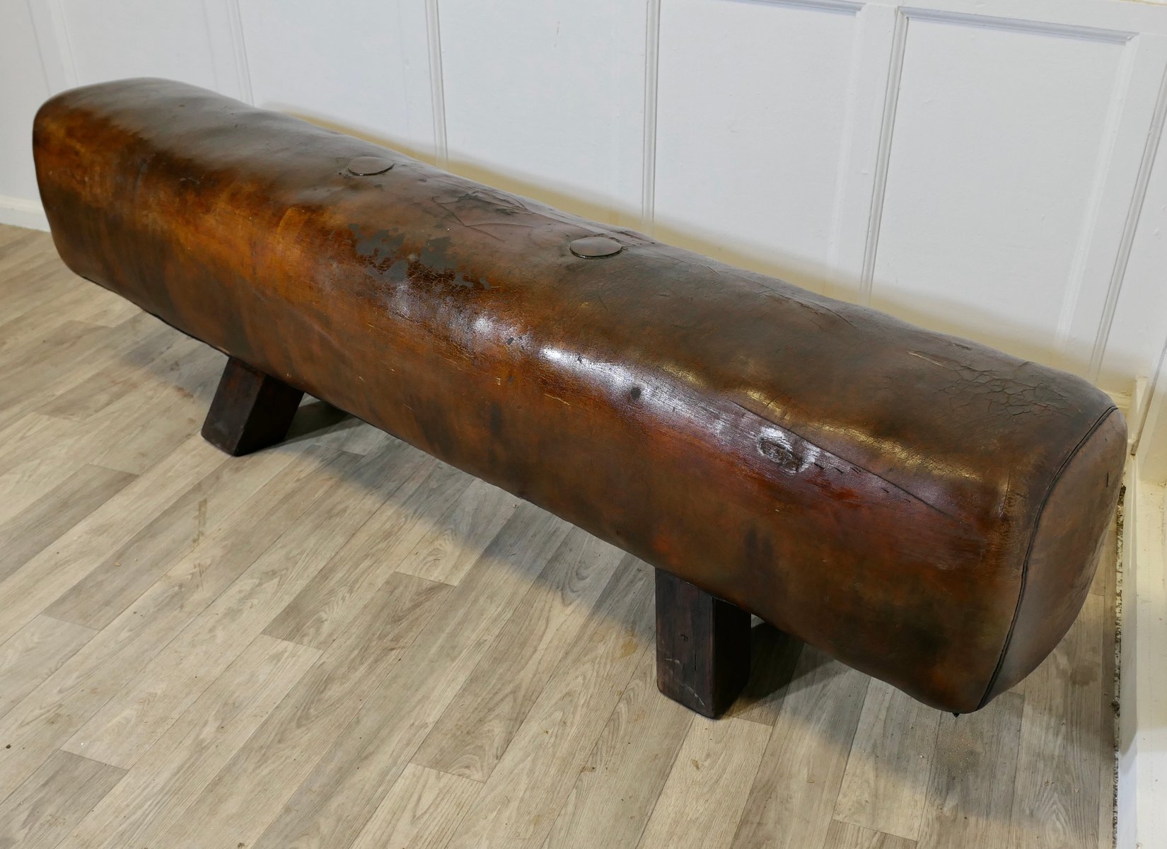 Long Leather Pommel Horse Bench Seat, 1920s for sale at Pamono