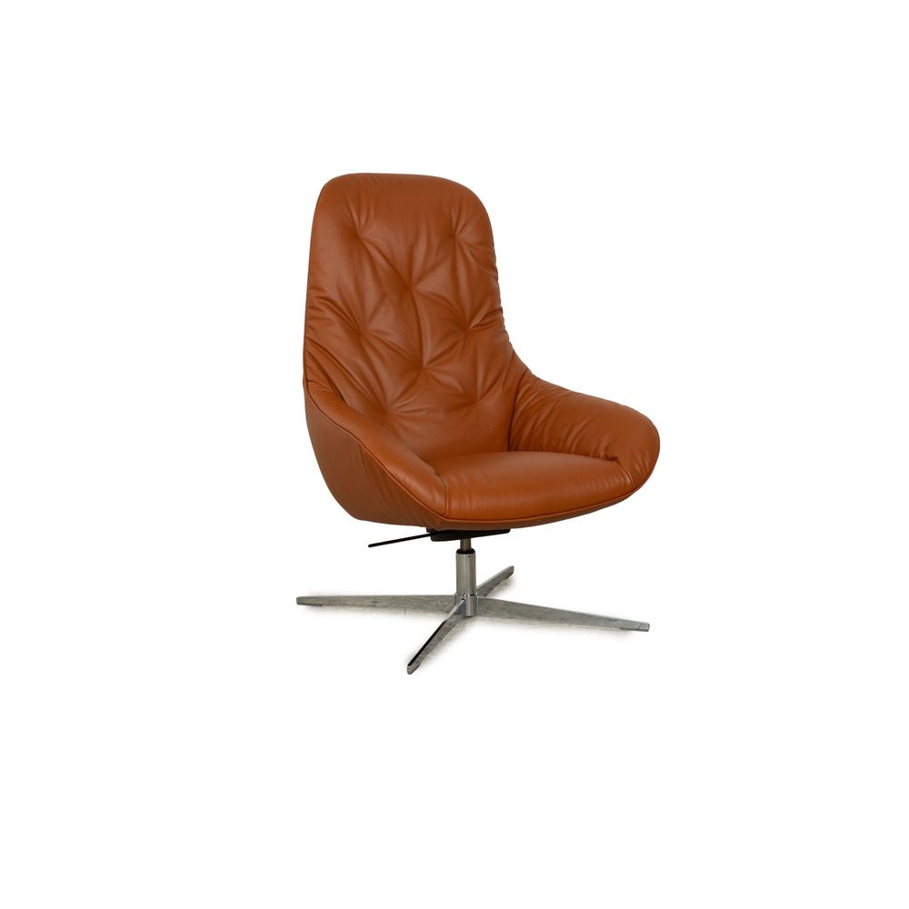 Meg Swivel Armchair in Brown Leather from Rolf Benz for sale at Pamono