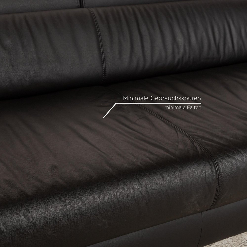 Finn 3-Seater Sofas in Black Leather from Willi Schillig, Set of 2 for sale at Pamono