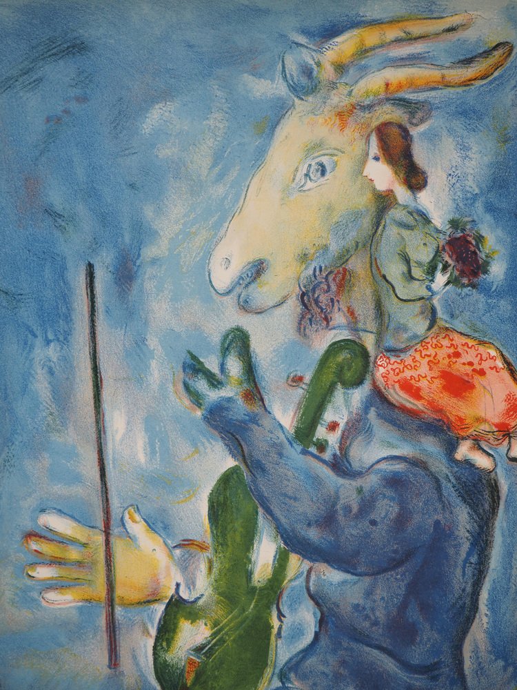 Marc Chagall, Spring, Musical Goat and Woman with a Bouquet, Lithograph ...