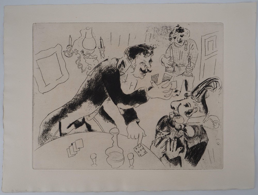 Marc Chagall, The Card Players, Original Engraving for sale at Pamono