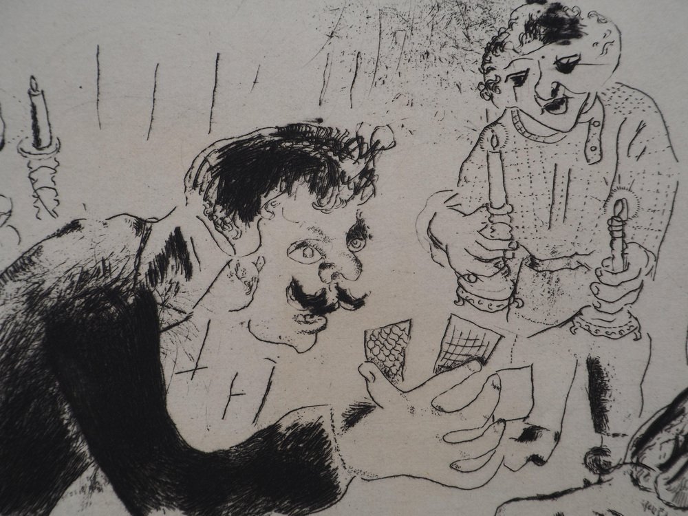 Marc Chagall, The Card Players, Original Engraving for sale at Pamono