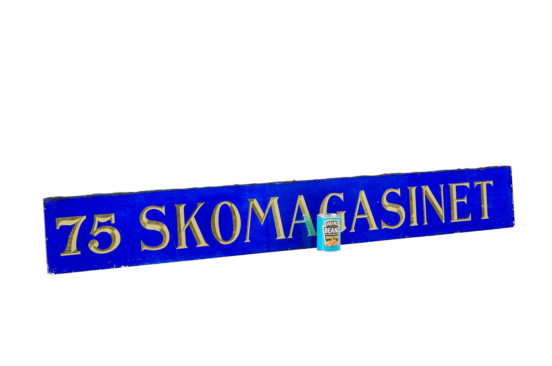Scandinavian Blue Glass and Gold Shoe Shop Sign, 1900 for sale at Pamono
