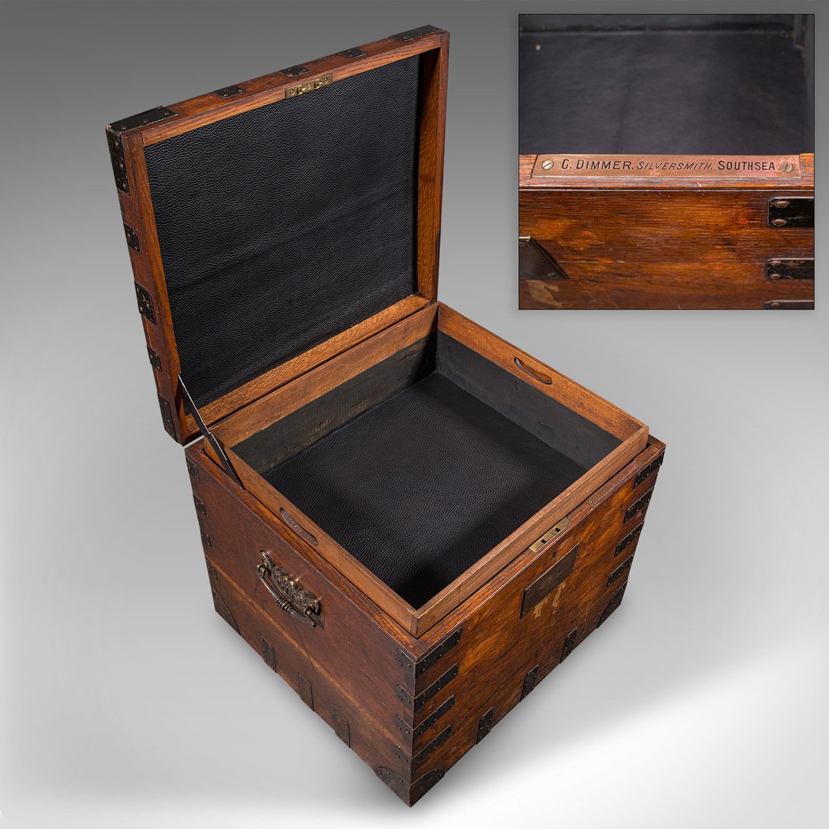 Antique Victorian Fitted Silver Chest in Oak for sale at Pamono