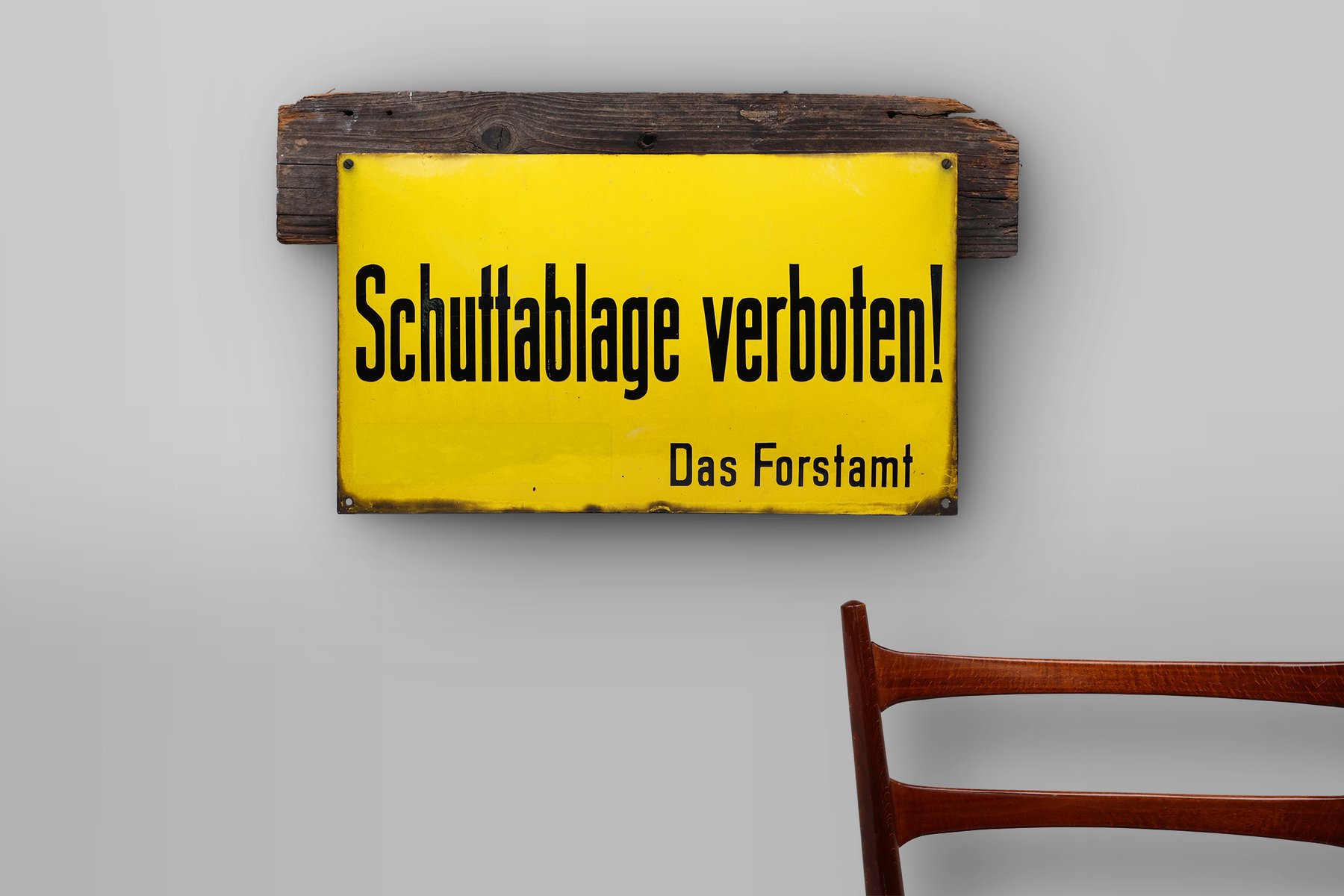 Vintage German Yellow Enamel Sign, 1900 for sale at Pamono
