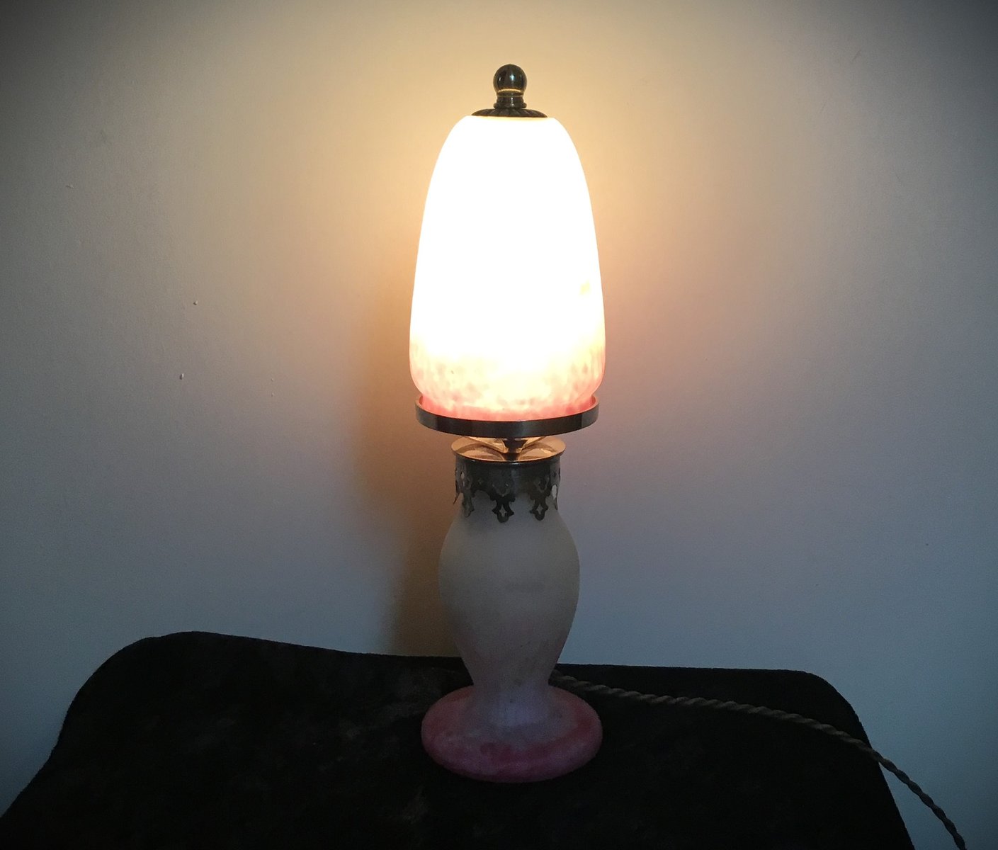 Art Deco Table Lamp with Glass Clay by Louis Fontaine, 1920s for sale ...