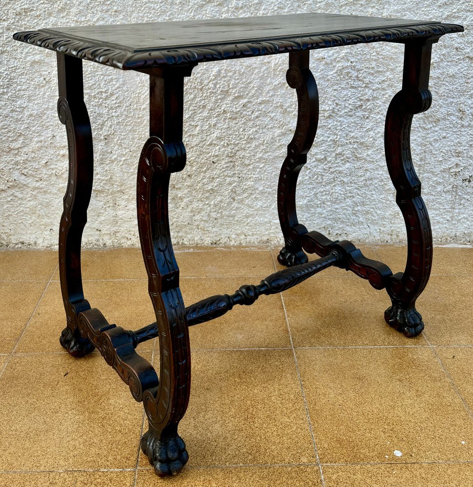 Early 19th Century Baroque Spanish Side Table with Lyre Legs and ...