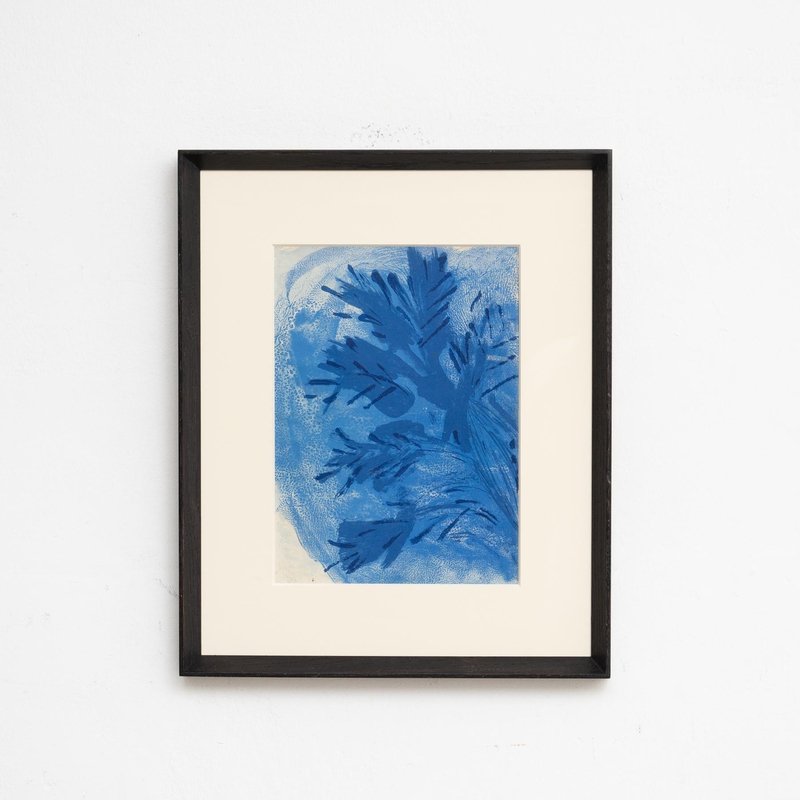 Marc Chagall, Blue Composition, Lithograph, 1956, Framed for sale at Pamono