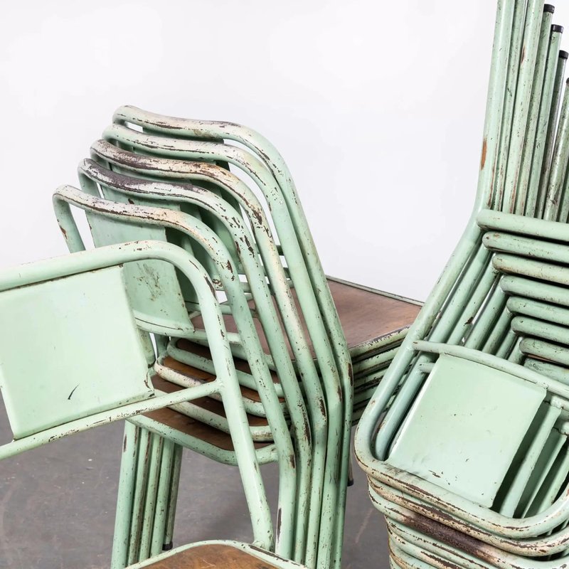 French Stackable Dining Room Chairs in Mint with Wooden Seat from ...