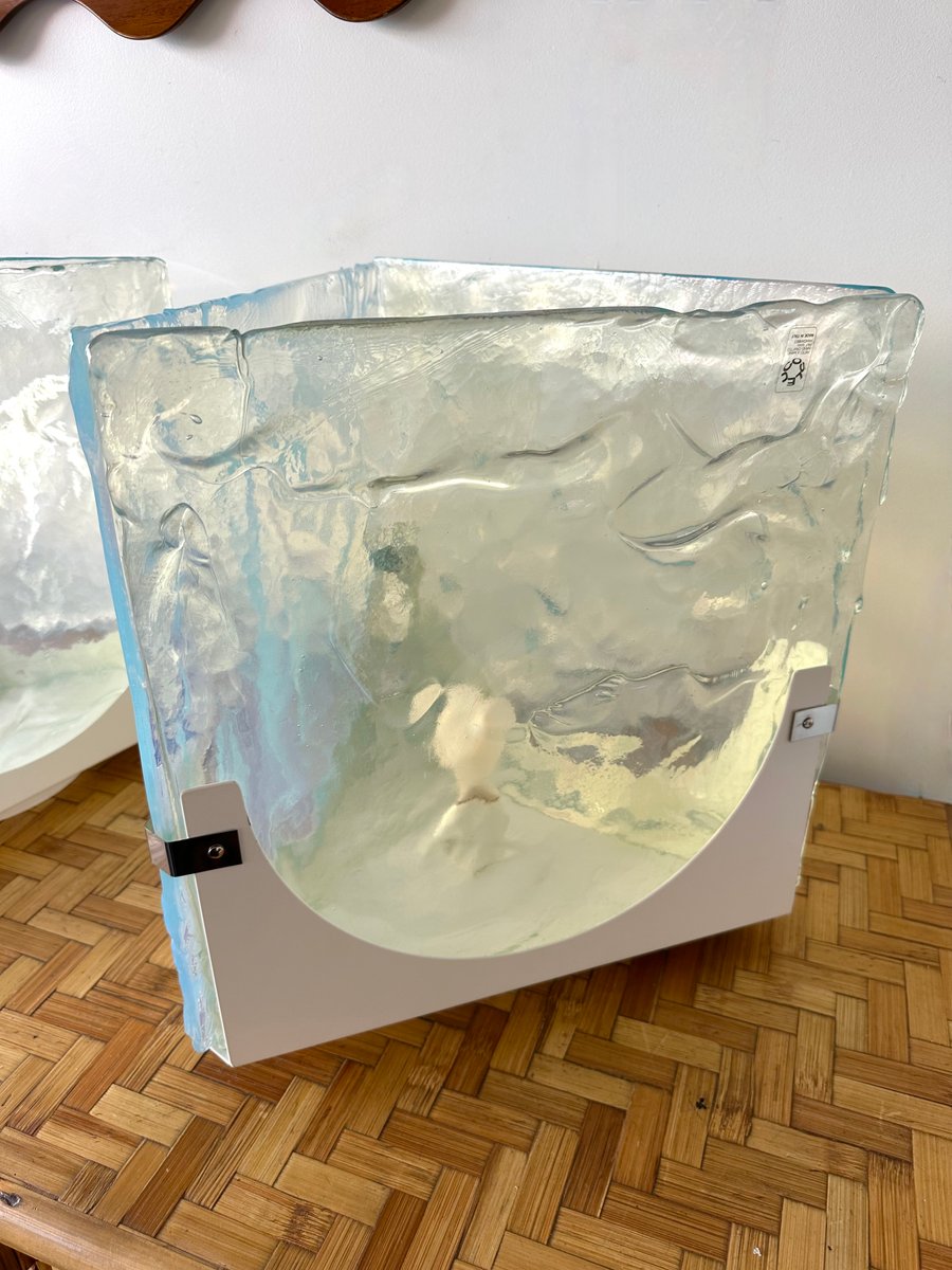 Italian Triangle Lamps in Opalescent Murano Glass from Leucos, 1970s ...