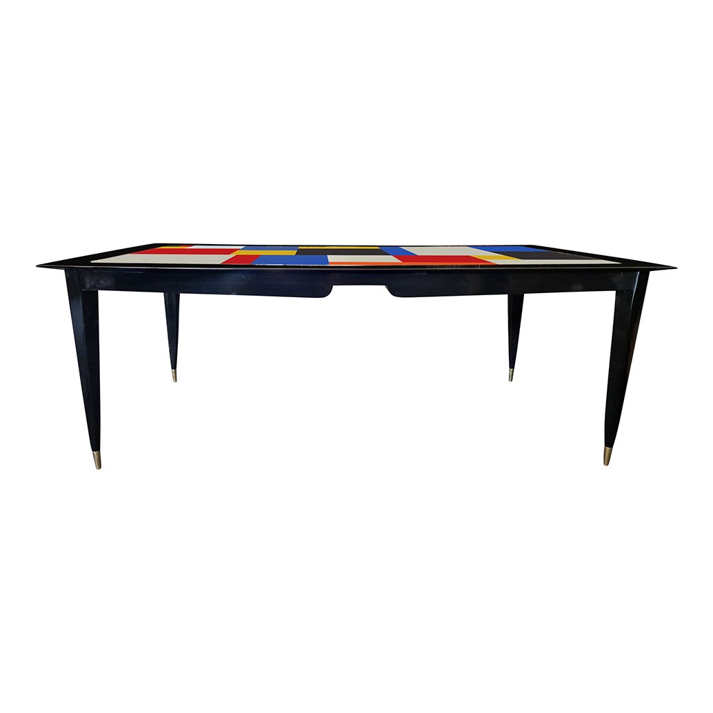 Wood and Glass Dining Table, 1980s for sale at Pamono