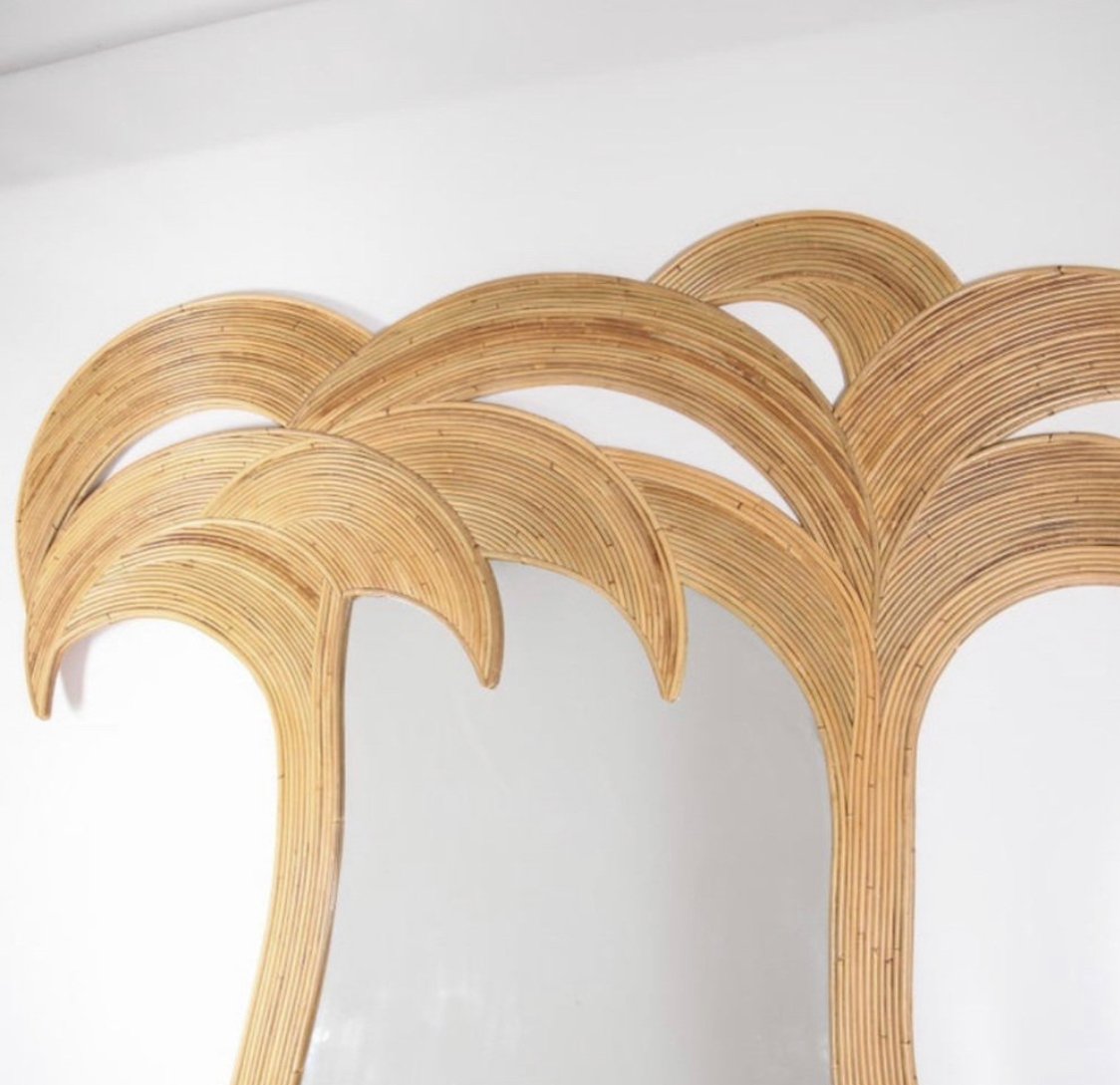 Large Rattan Mirror, 1980s for sale at Pamono