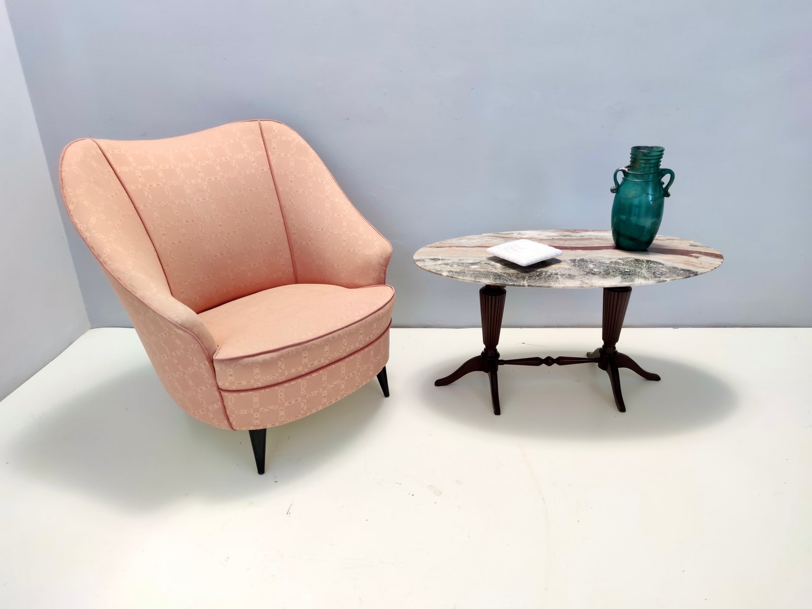 Vintage Peach Pink Lounge Chair in the style of Gio Ponti for Casa ...