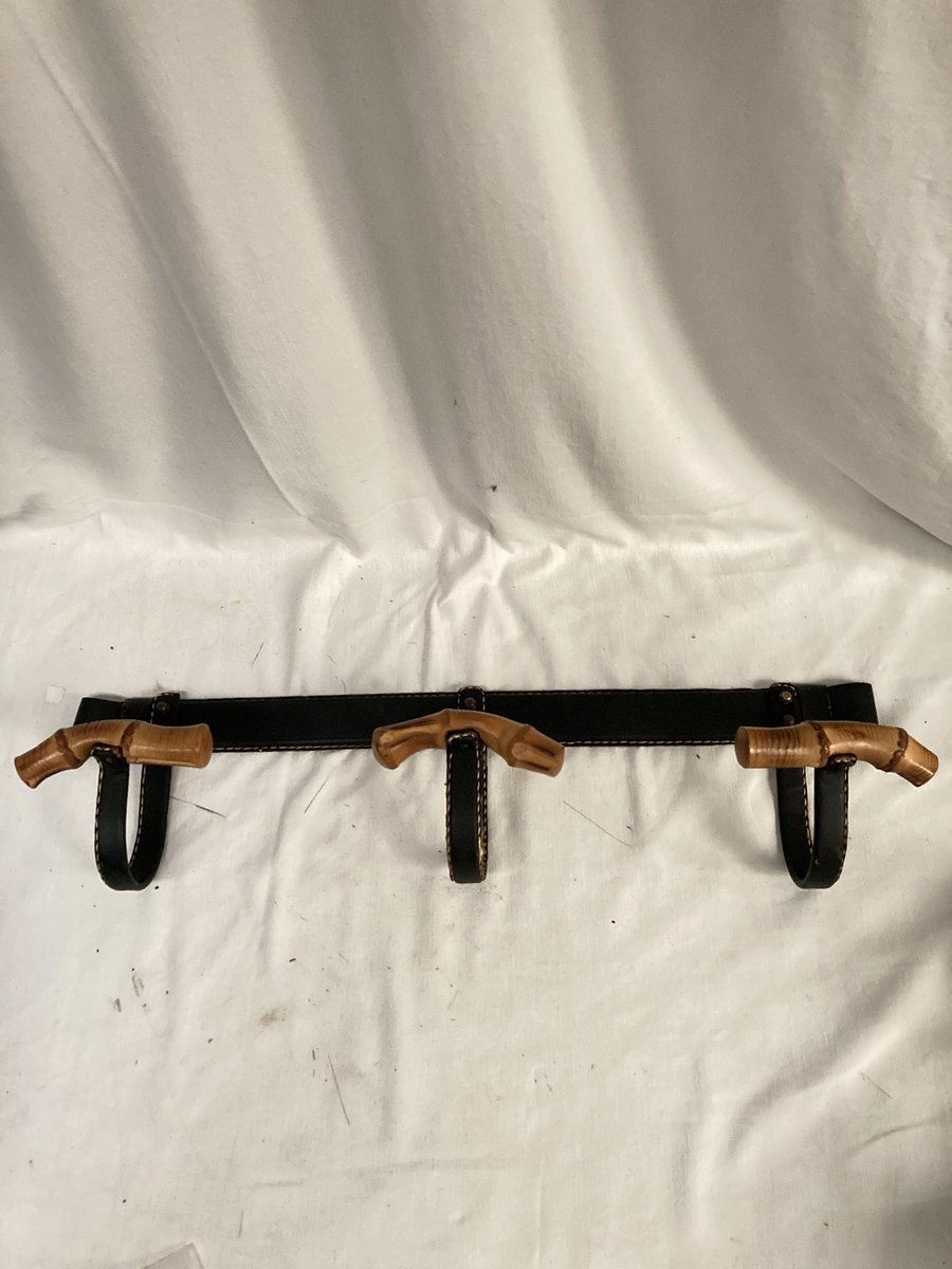 Leather Coat Rack by Jacques Adnet, 1950s for sale at Pamono