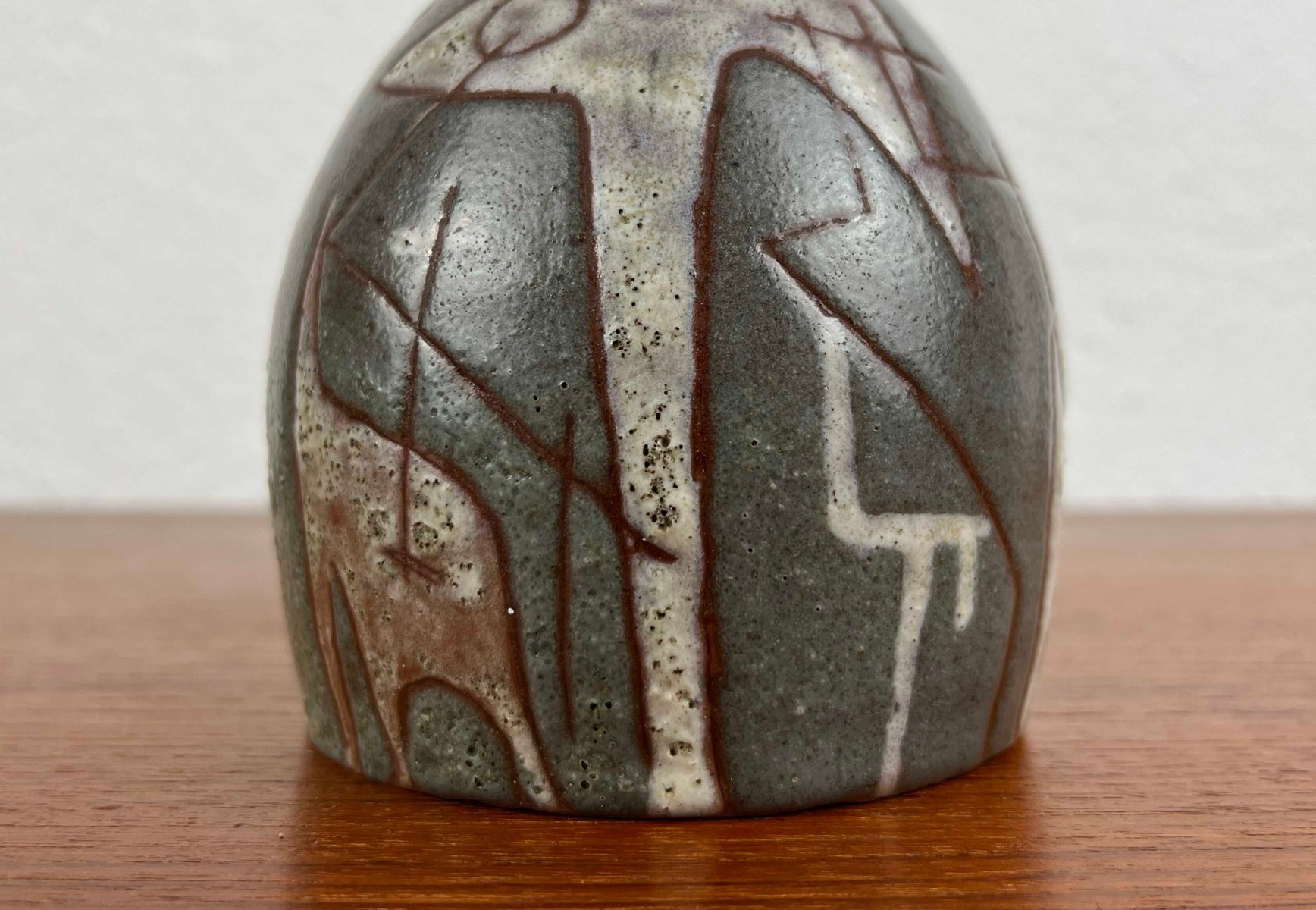 Mid-Century German Studio Pottery Art Vase with Abstract Animal Designs ...