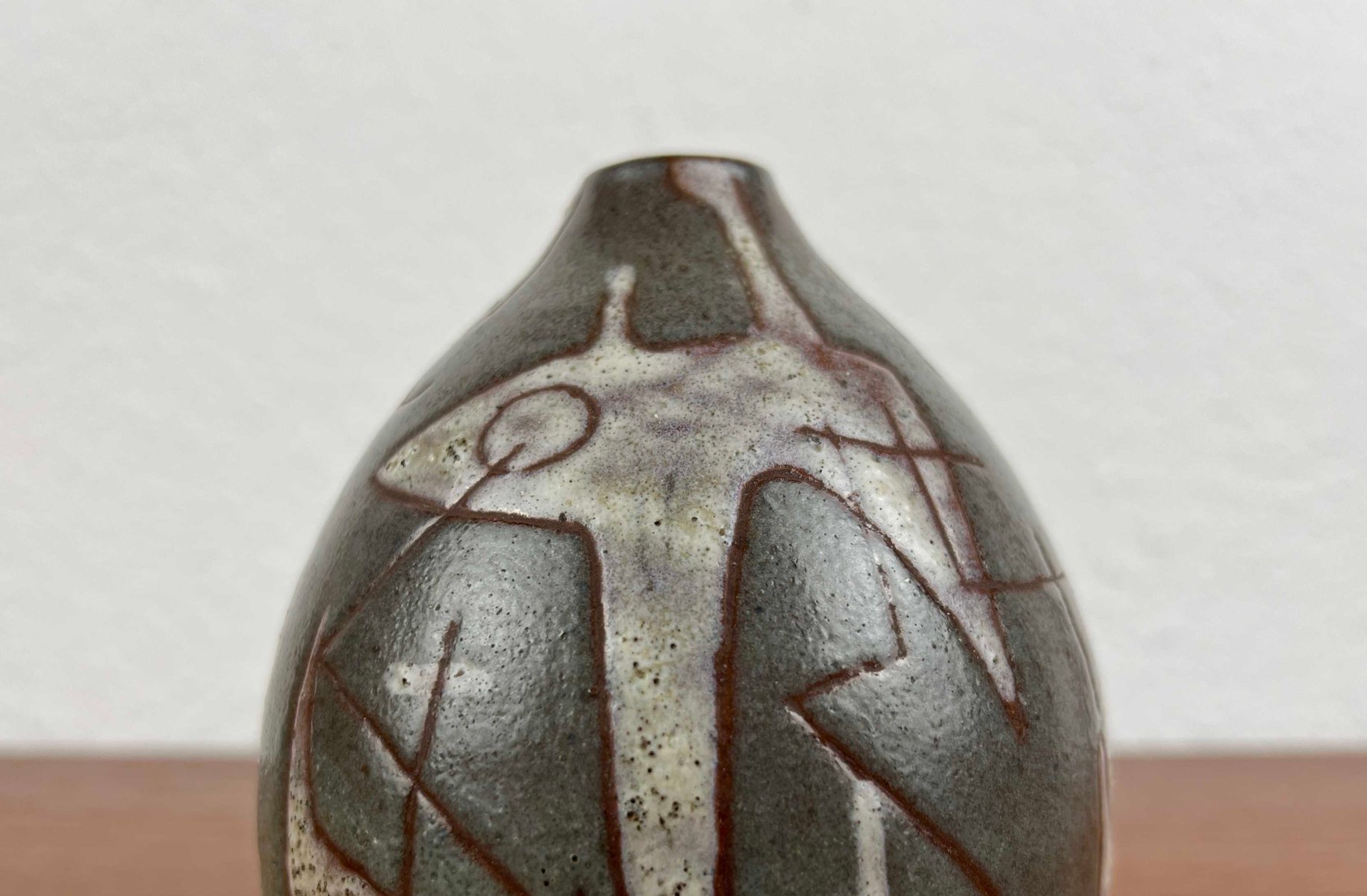 Mid-Century German Studio Pottery Art Vase with Abstract Animal Designs ...