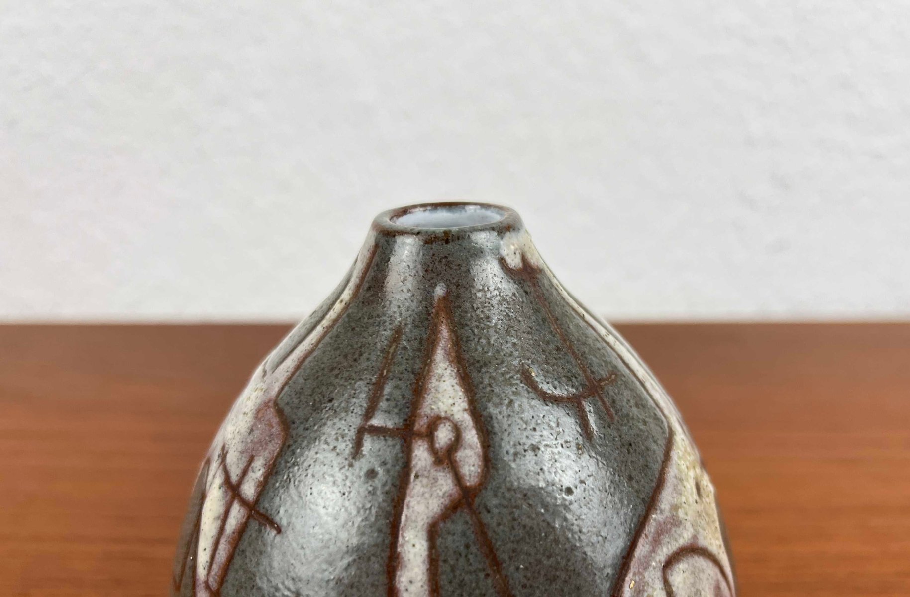 Mid-Century German Studio Pottery Art Vase with Abstract Animal Designs ...