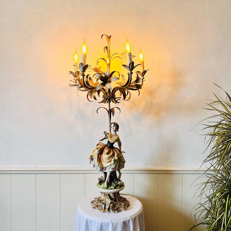 Vintage Handcrafted Torchiere Candelabra Lamp for sale at Pamono
